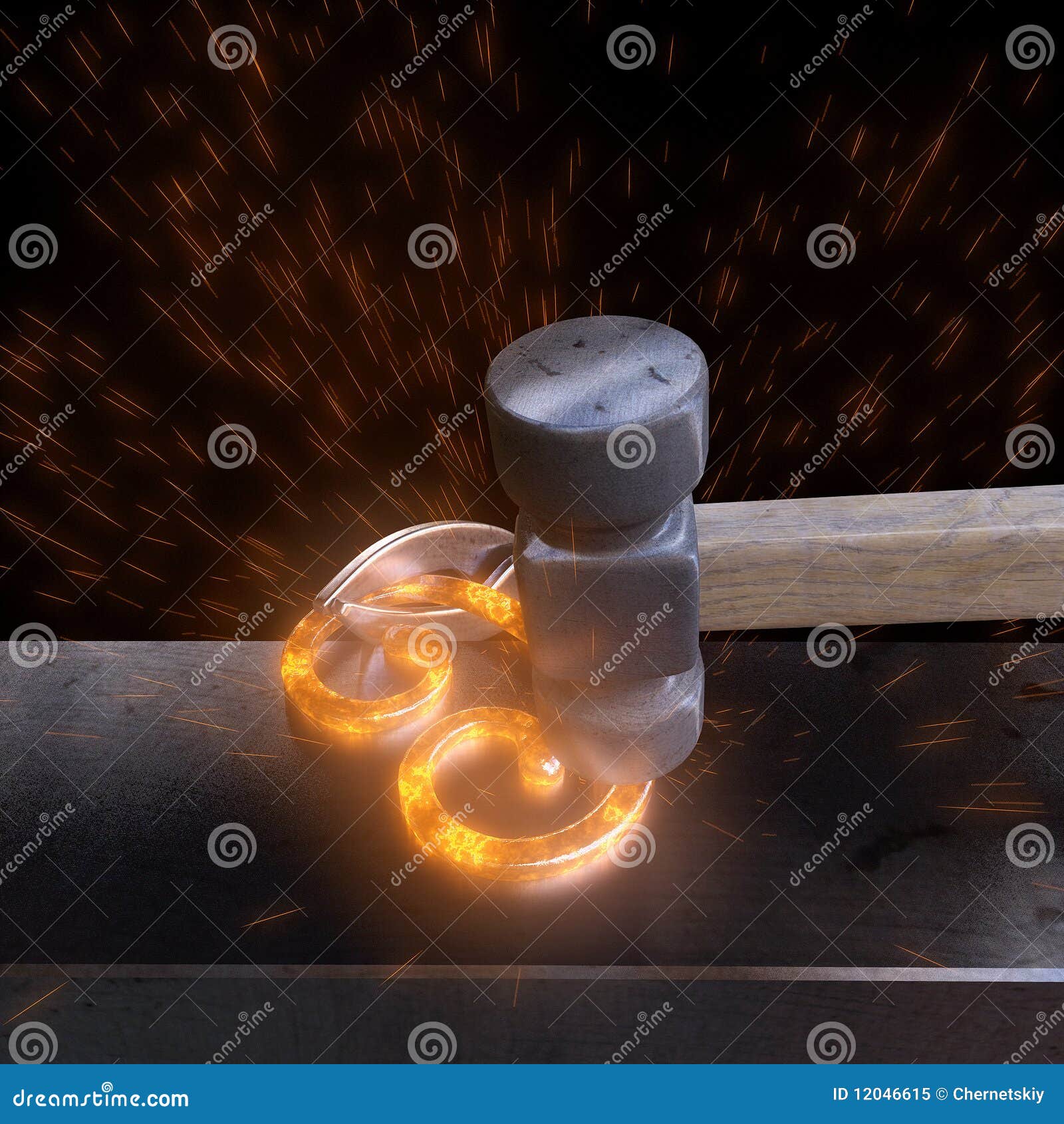 Hummer and hot steel stock illustration. Illustration of tool - 12046615