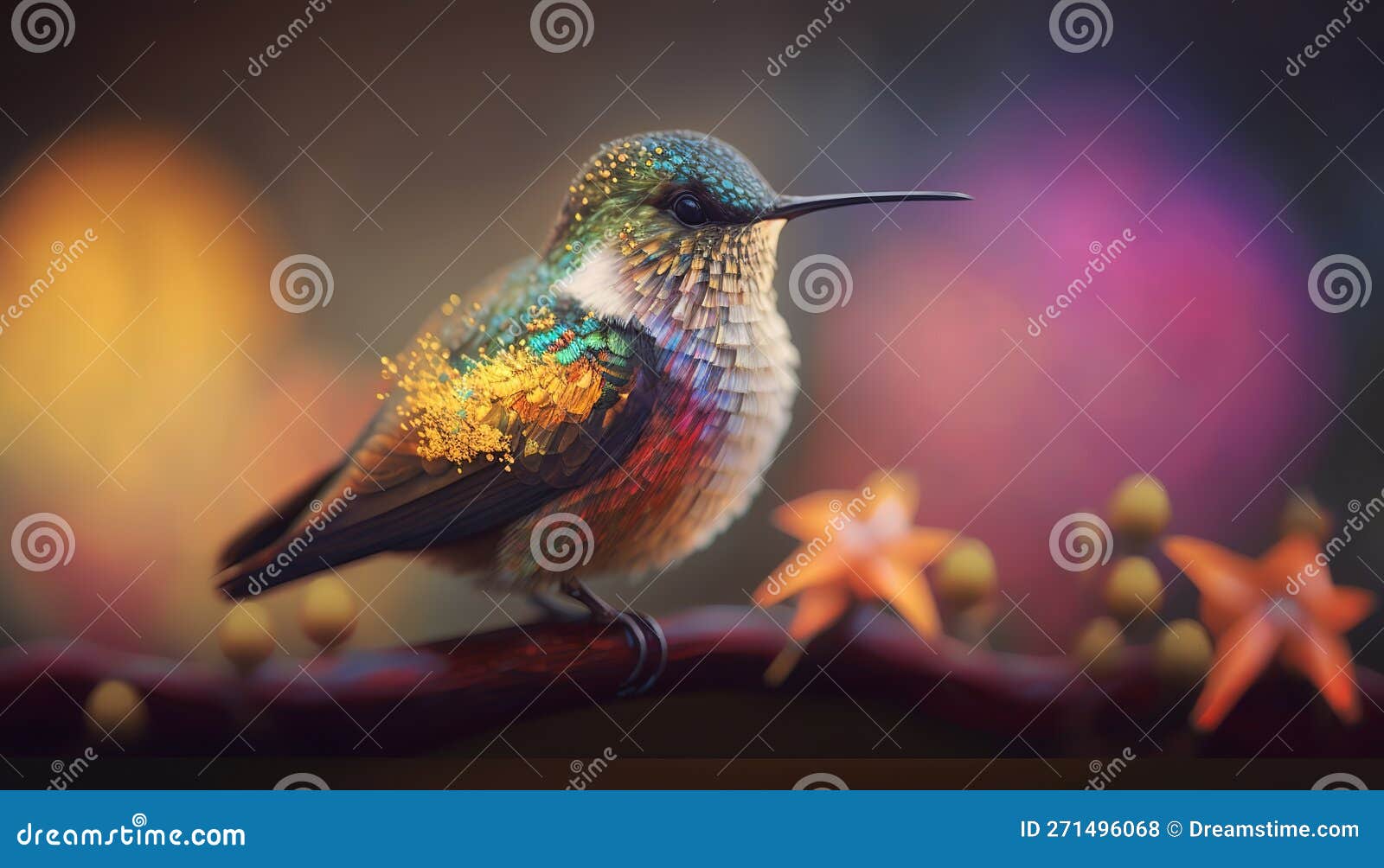 Hummin Bird on Beautiful Background. Generative Ai Stock Illustration ...