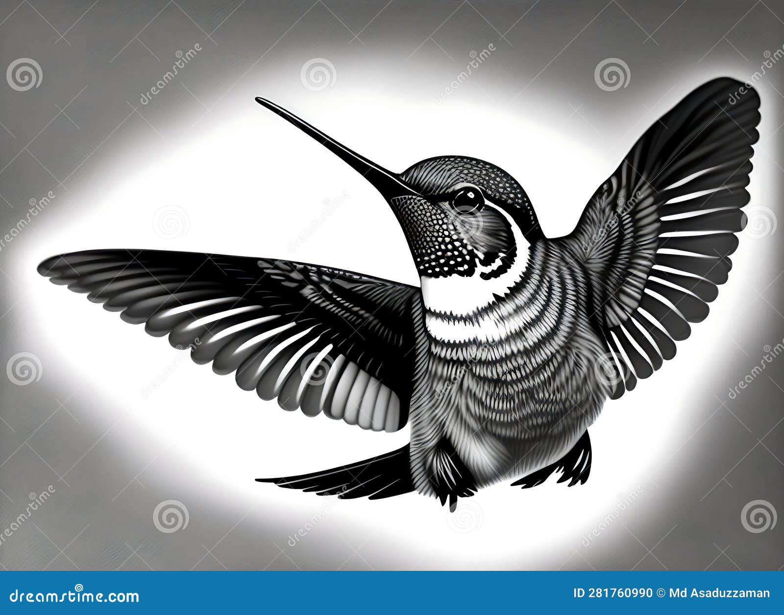 Hummingbird Drawing Black and White Stock Illustration - Illustration ...
