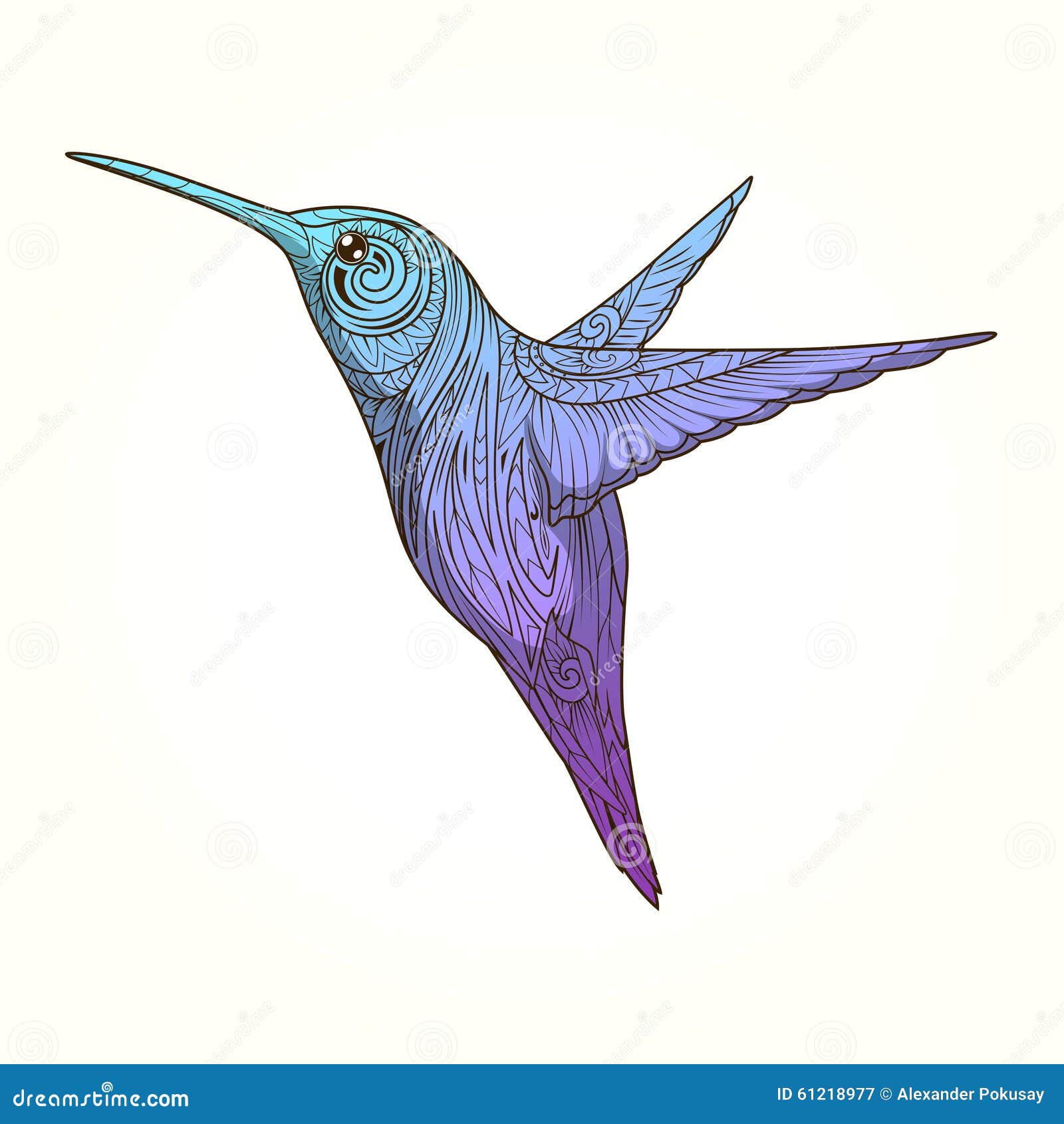 Hummingbird with Abstract Ornament Vector Stock Vector - Illustration ...