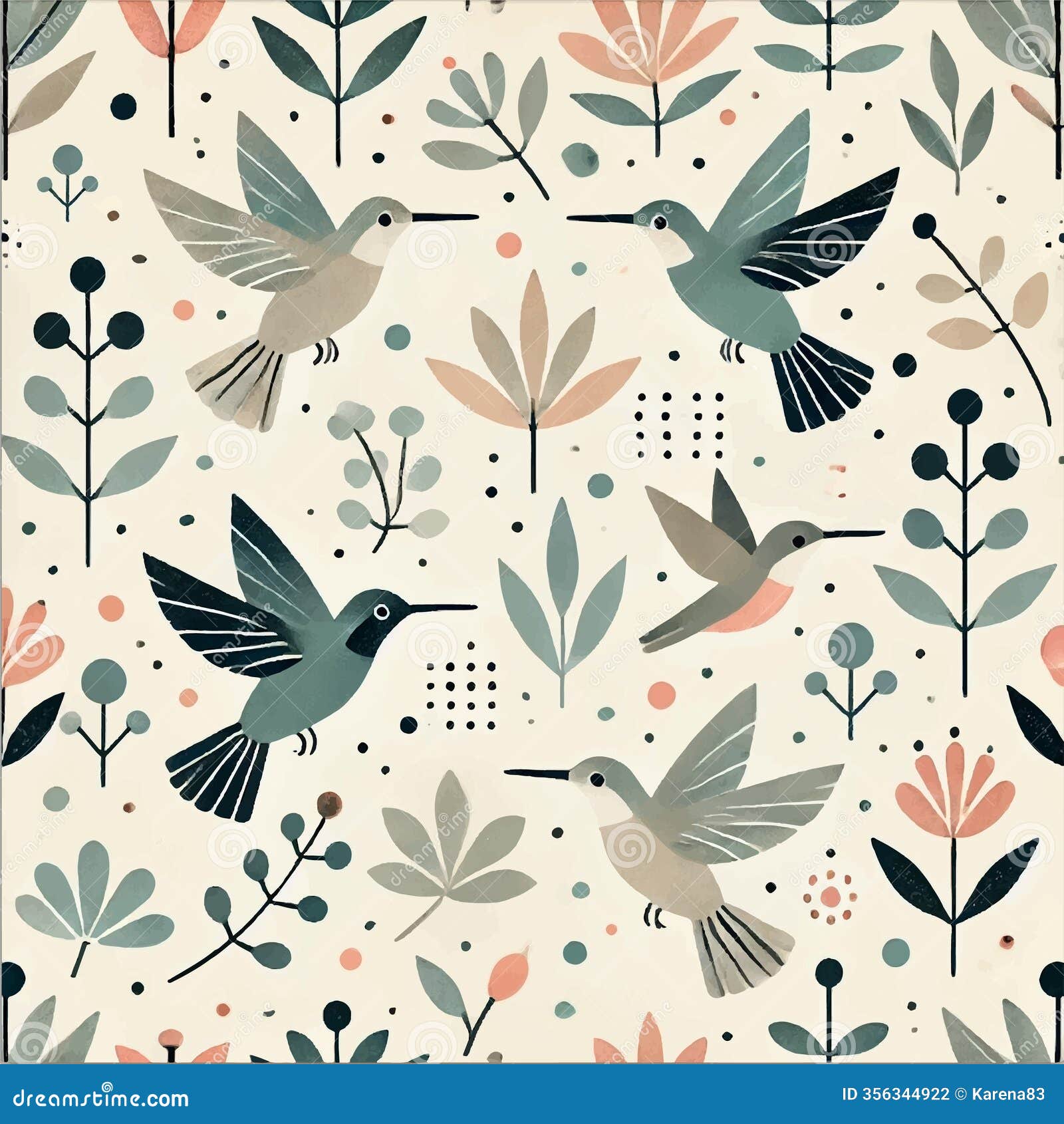 HUMMINGBIRD BACKGROUND DESIGN PRINT in VECTOR Stock Illustration ...