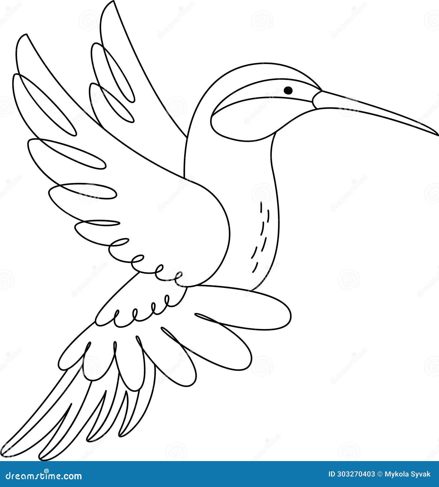 Hummingbird Bird Outline stock vector. Illustration of vector - 303270403