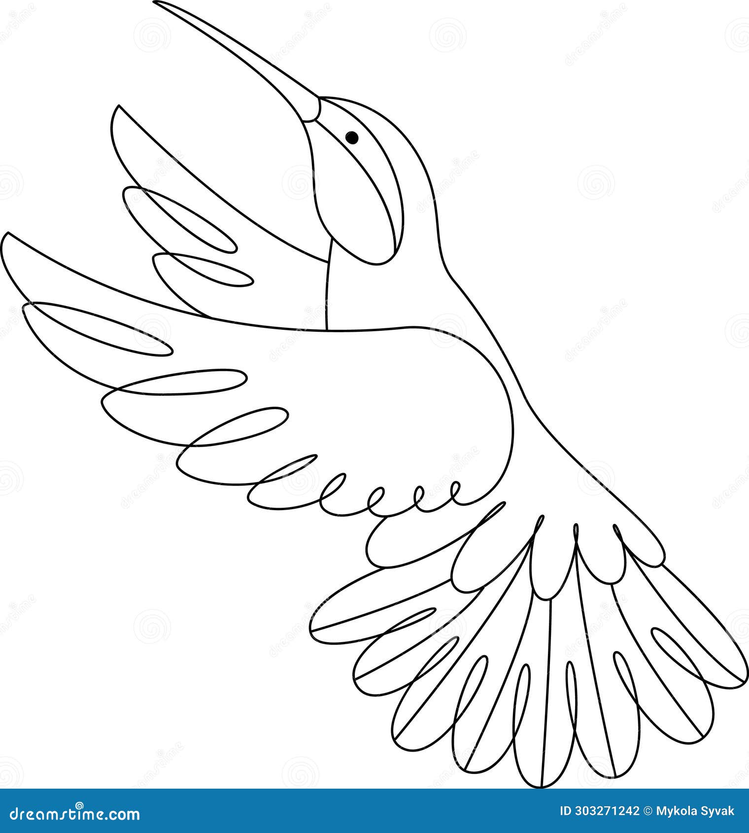 Hummingbird Bird Outline stock vector. Illustration of vector - 303271242