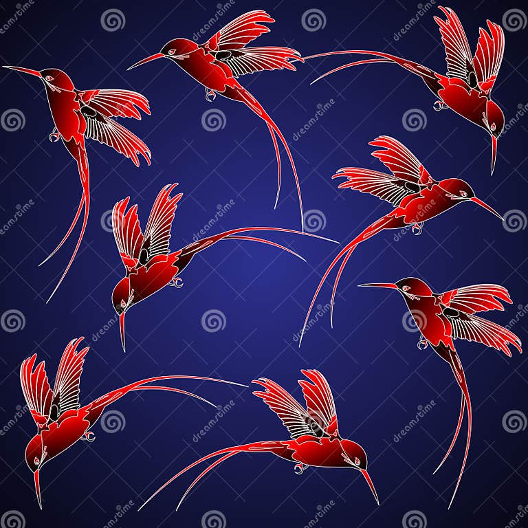 Hummingbird in Chinese Style Stock Vector - Illustration of bird ...