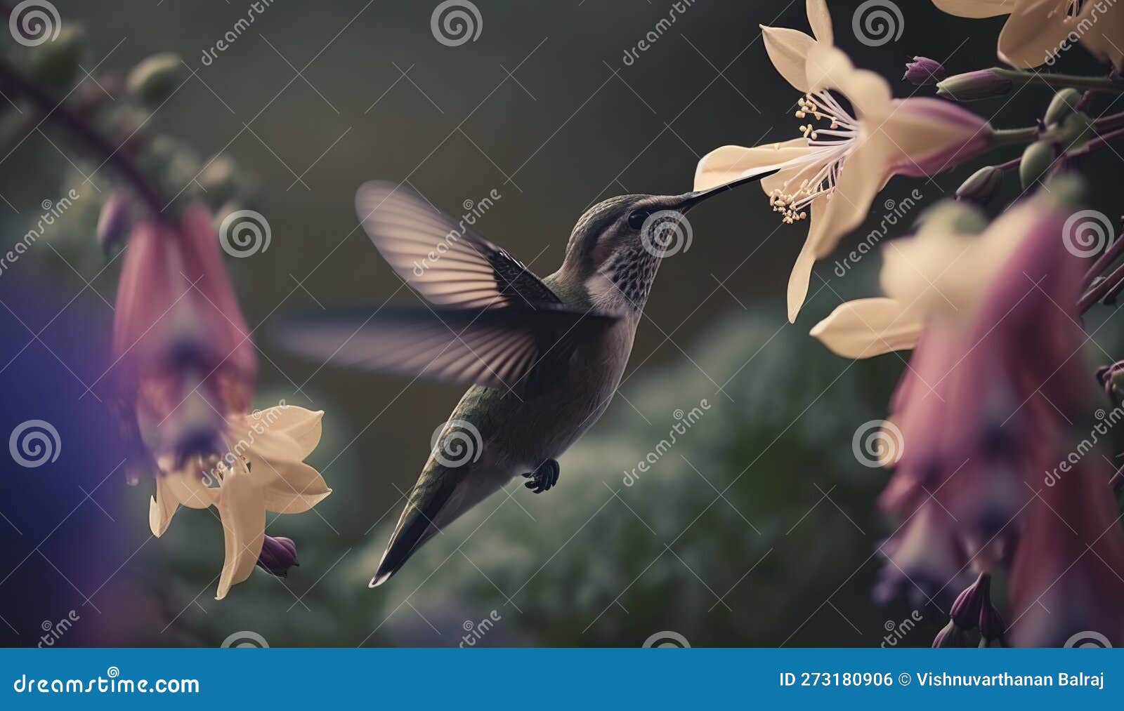 Hummingbird Drinking Nectar in Generative AI Art - a Mesmerizing Scene ...