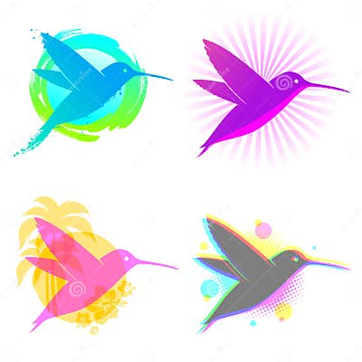 Hummingbird emblems stock vector. Illustration of flit - 13899803