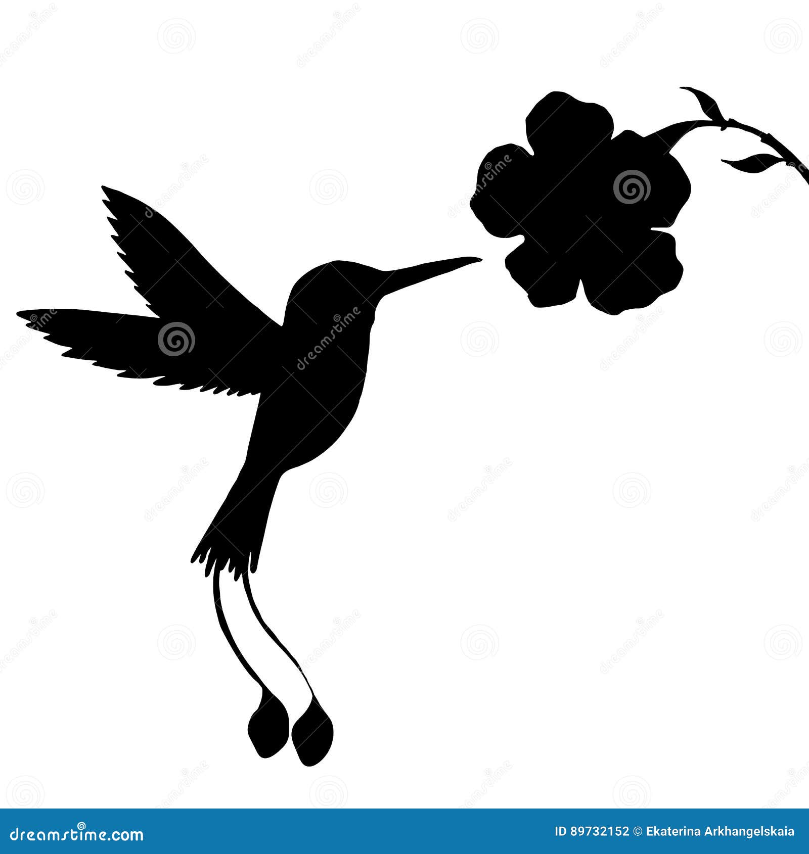 Hummingbird and Flower Silhouettes Stock Vector - Illustration of bird ...