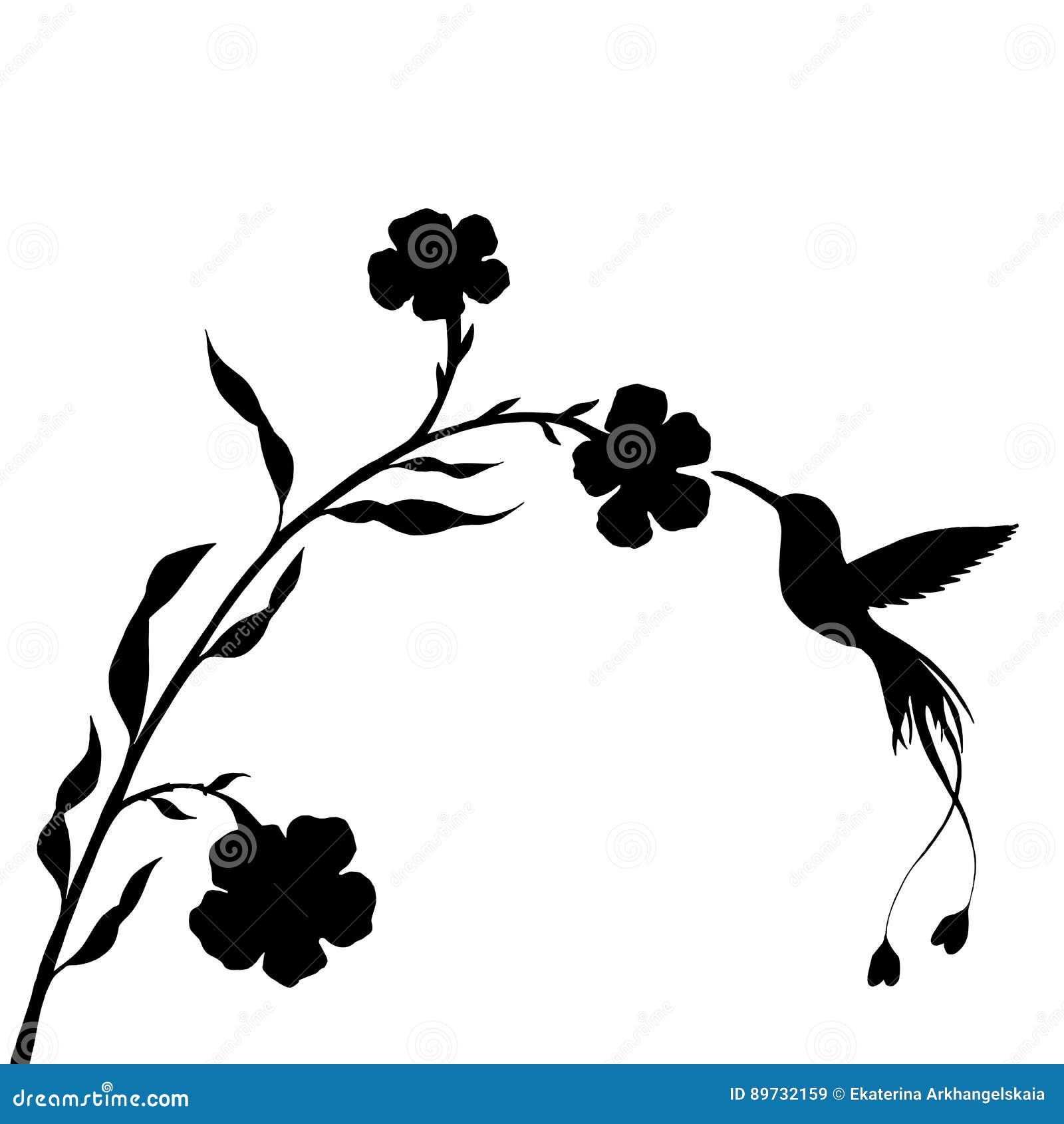 Hummingbird Flower Silhouette