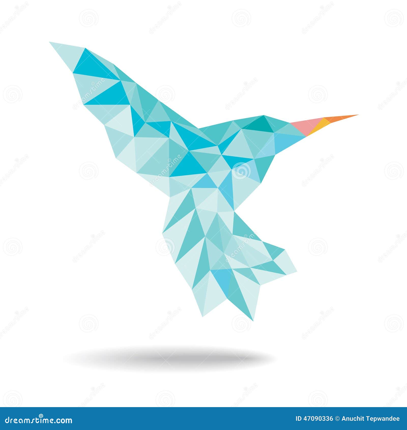 Hummingbird Flying Geometric Abstract on White Background Stock Vector ...