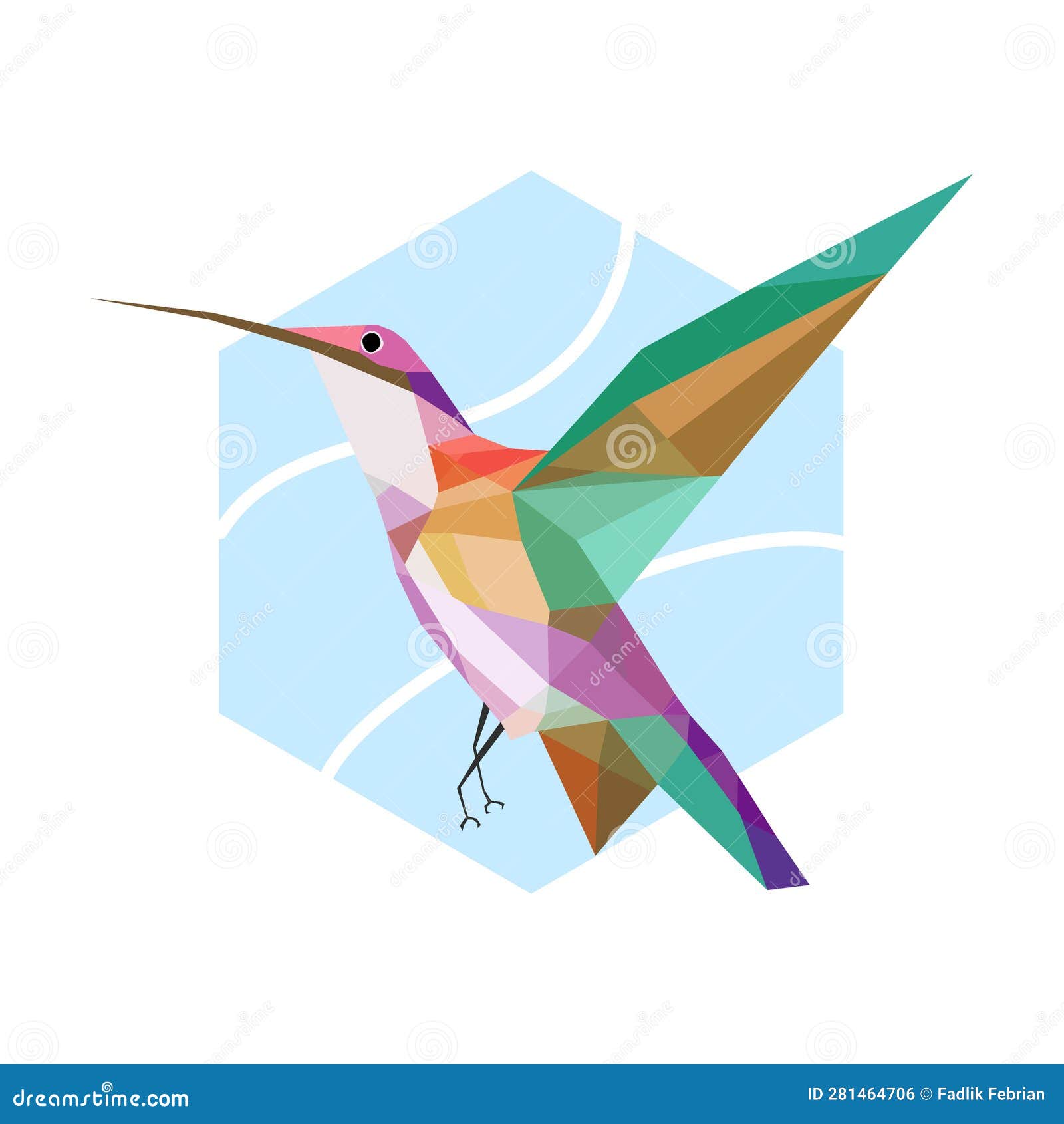 A Hummingbird in Geometric Shape Vector Illustration. Polygonal Bird ...