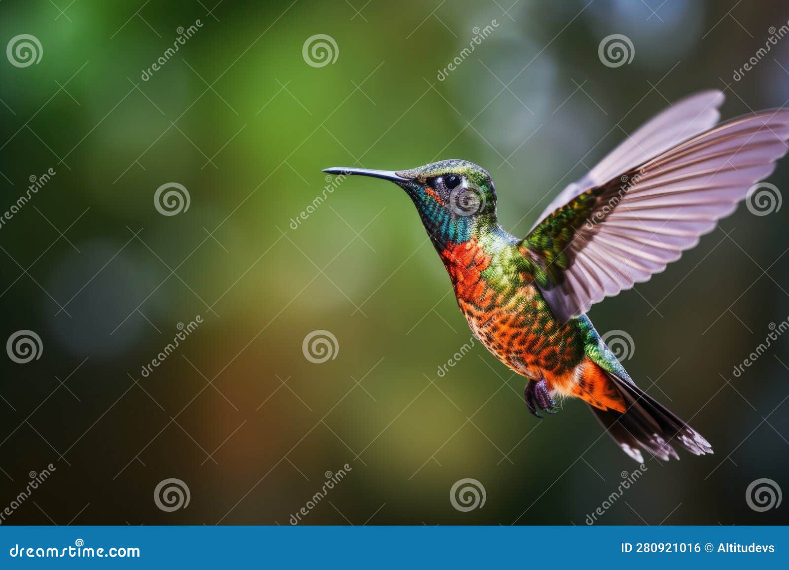 Hummingbird Hovering in Mid-air, Fluttering Its Tiny Wings Stock ...