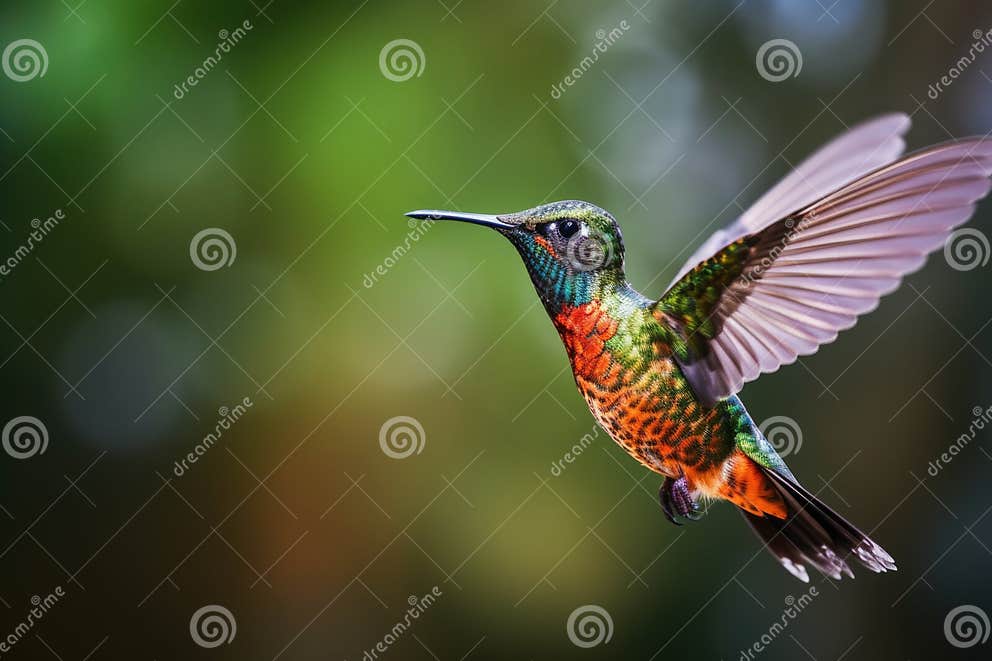Hummingbird Hovering in Mid-air, Fluttering Its Tiny Wings Stock ...