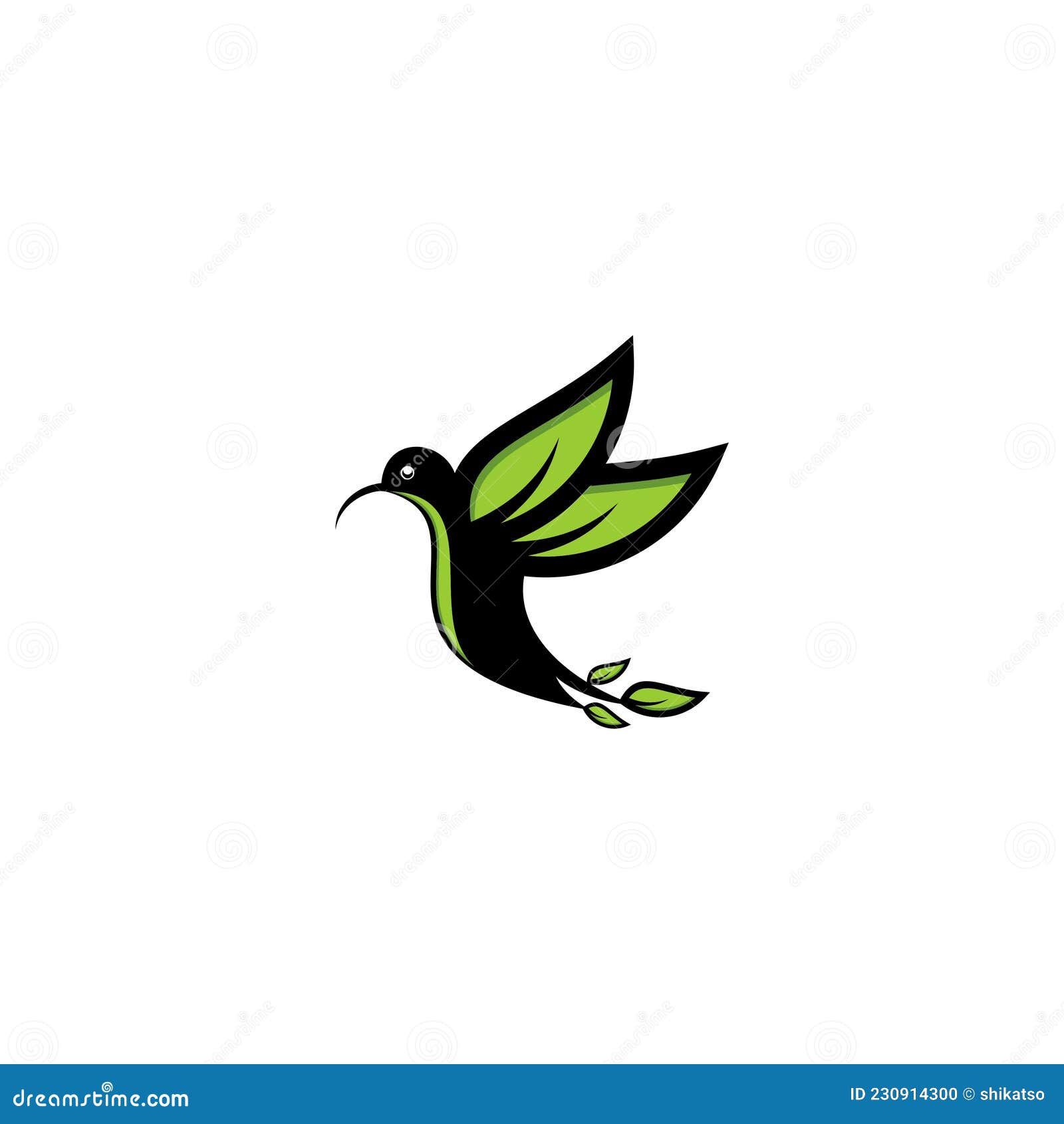 Hummingbird Leaf Wings Vector Logo Design Stock Vector - Illustration ...