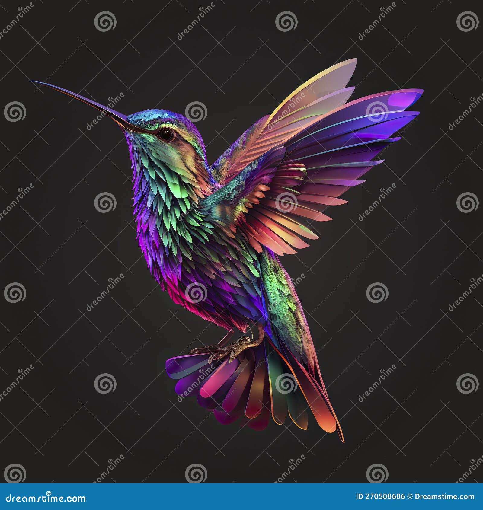 Hummingbird in Neon Colors. Generative AI Stock Photo - Image of ...