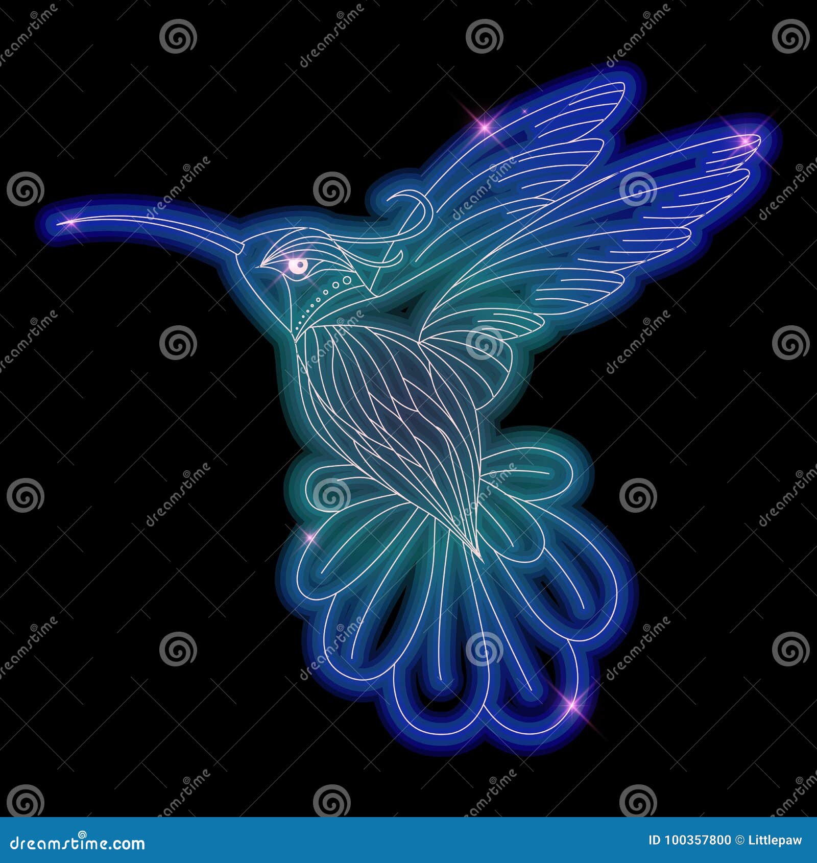 Hummingbird Neon Shiny Vector Illustration Stock Vector - Illustration ...