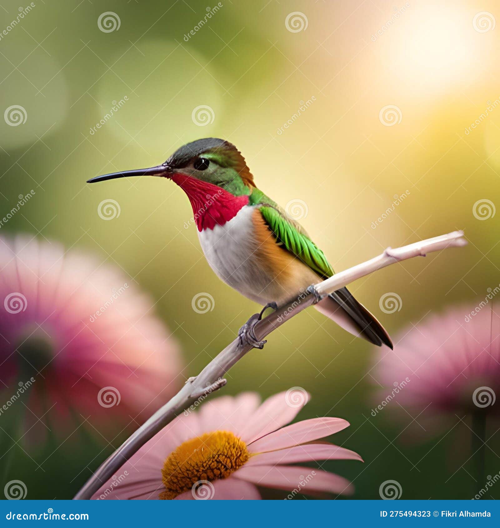 Hummingbird Realistic Digital Image Stock Illustration - Illustration ...