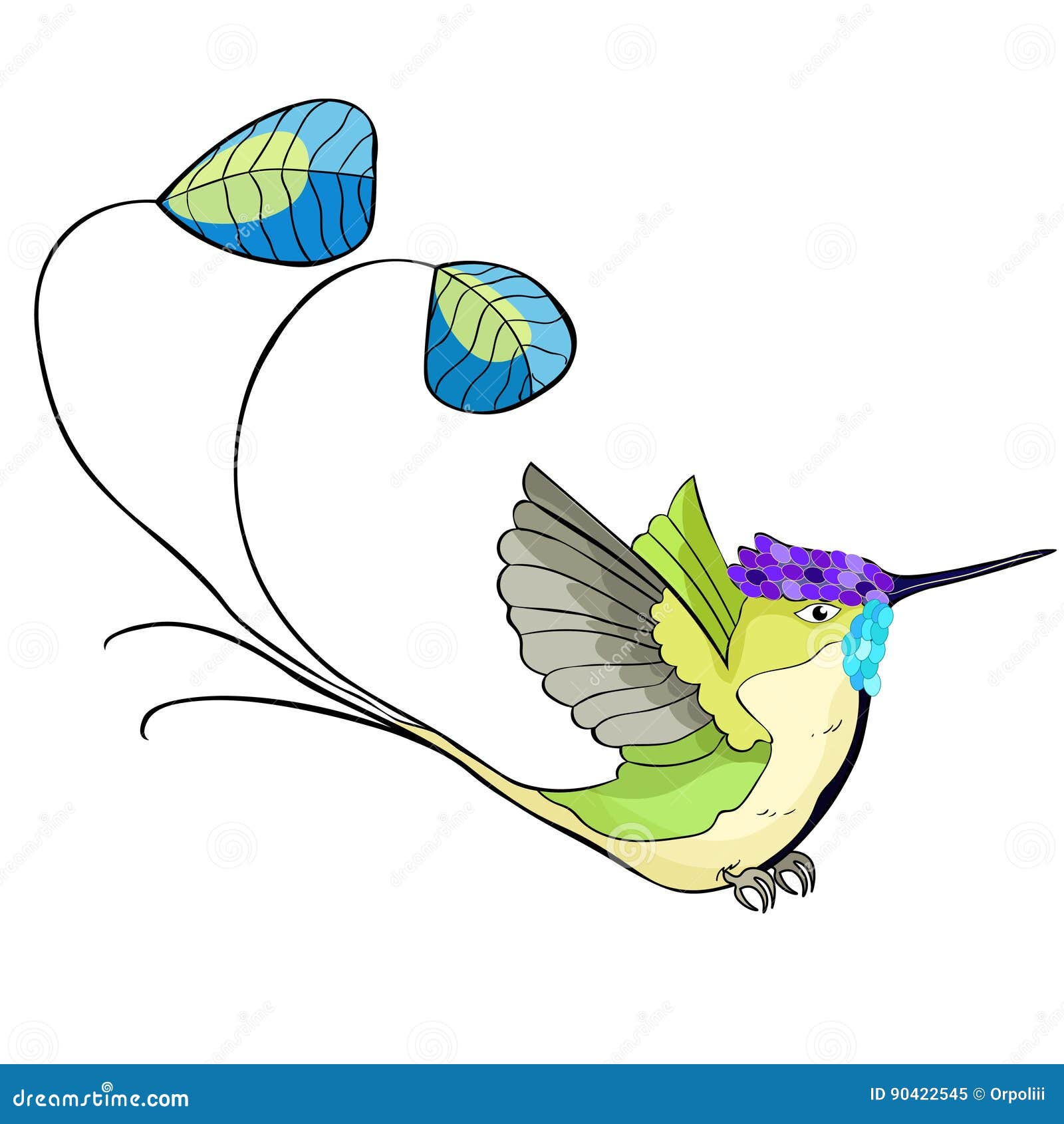 Hummingbird Rocket Tail in Flight. Vector Illustration Stock Vector ...