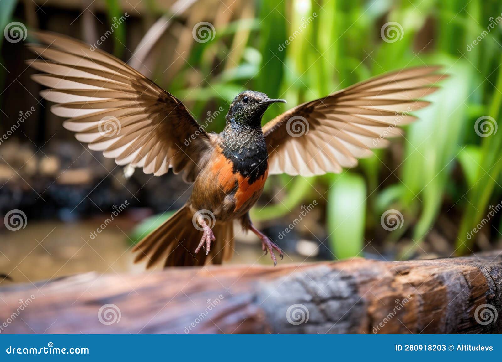 Hummingbird Taking Its First Flight, Flapping Its Wings and Hovering ...