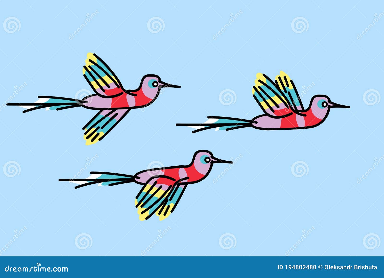 Hummingbirds. a Flock of Small Colorfull Birds Stock Illustration ...