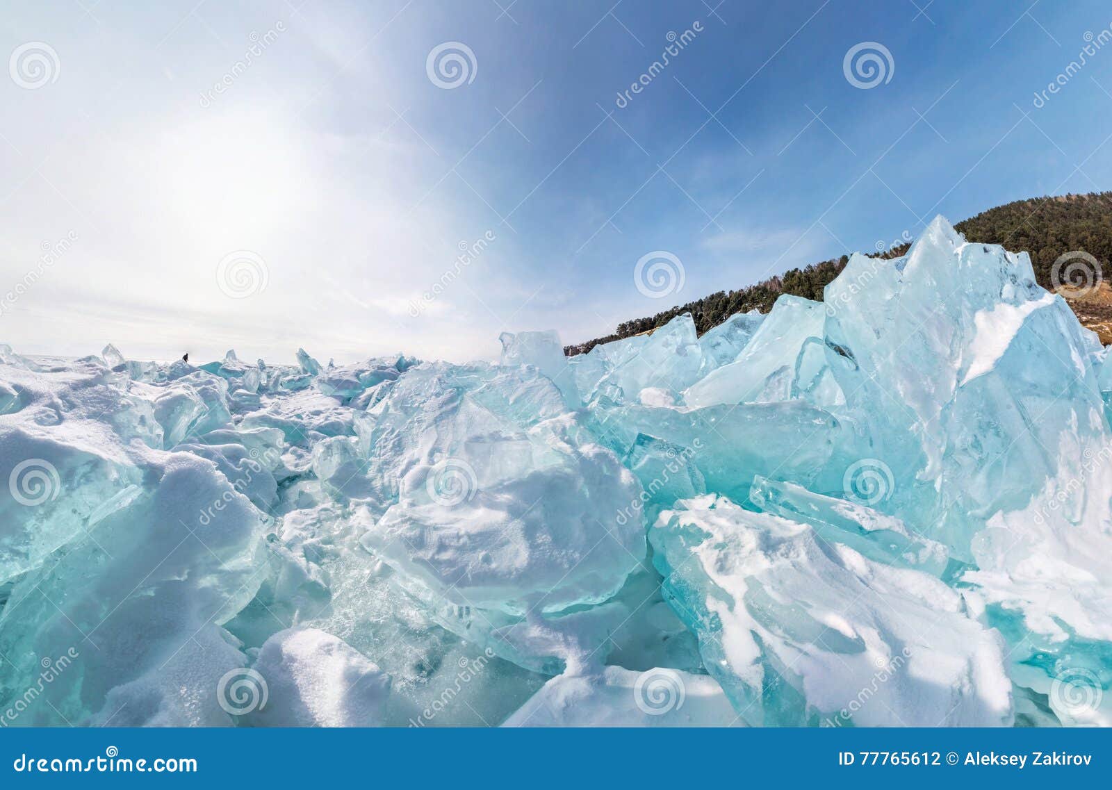 Hummocks of of Lake Baikal Ice in a Stretched Widescreen Format Stock ...