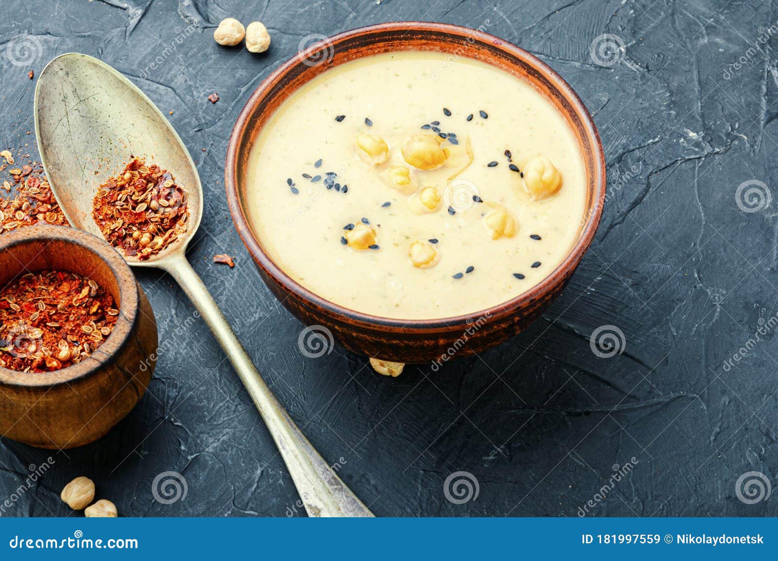 Hummus, chickpea puree stock image. Image of israeli - 181997559