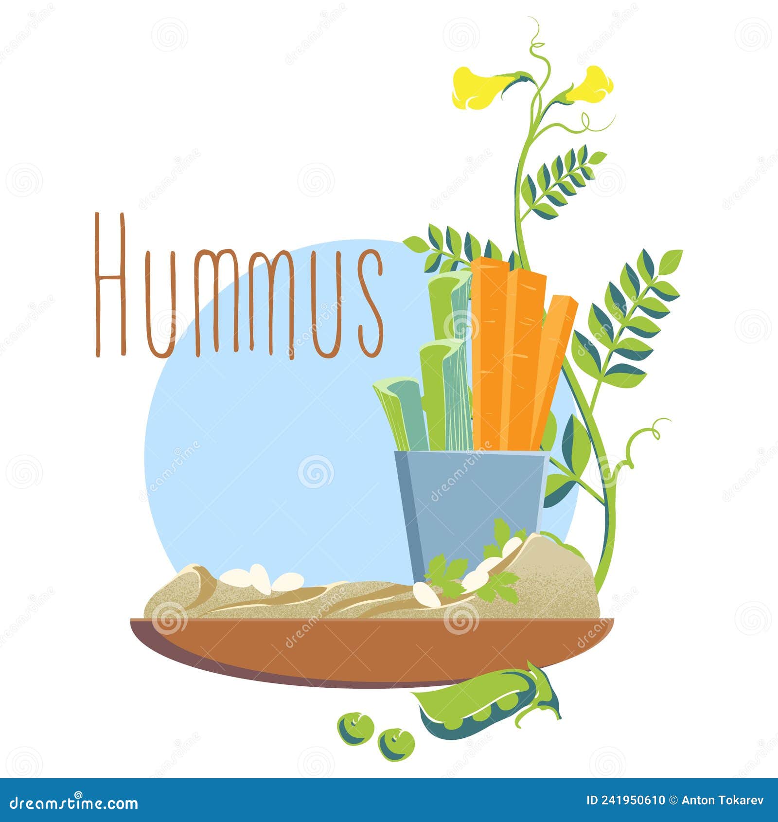 Hummus flat design stock vector. Illustration of painting - 241950610