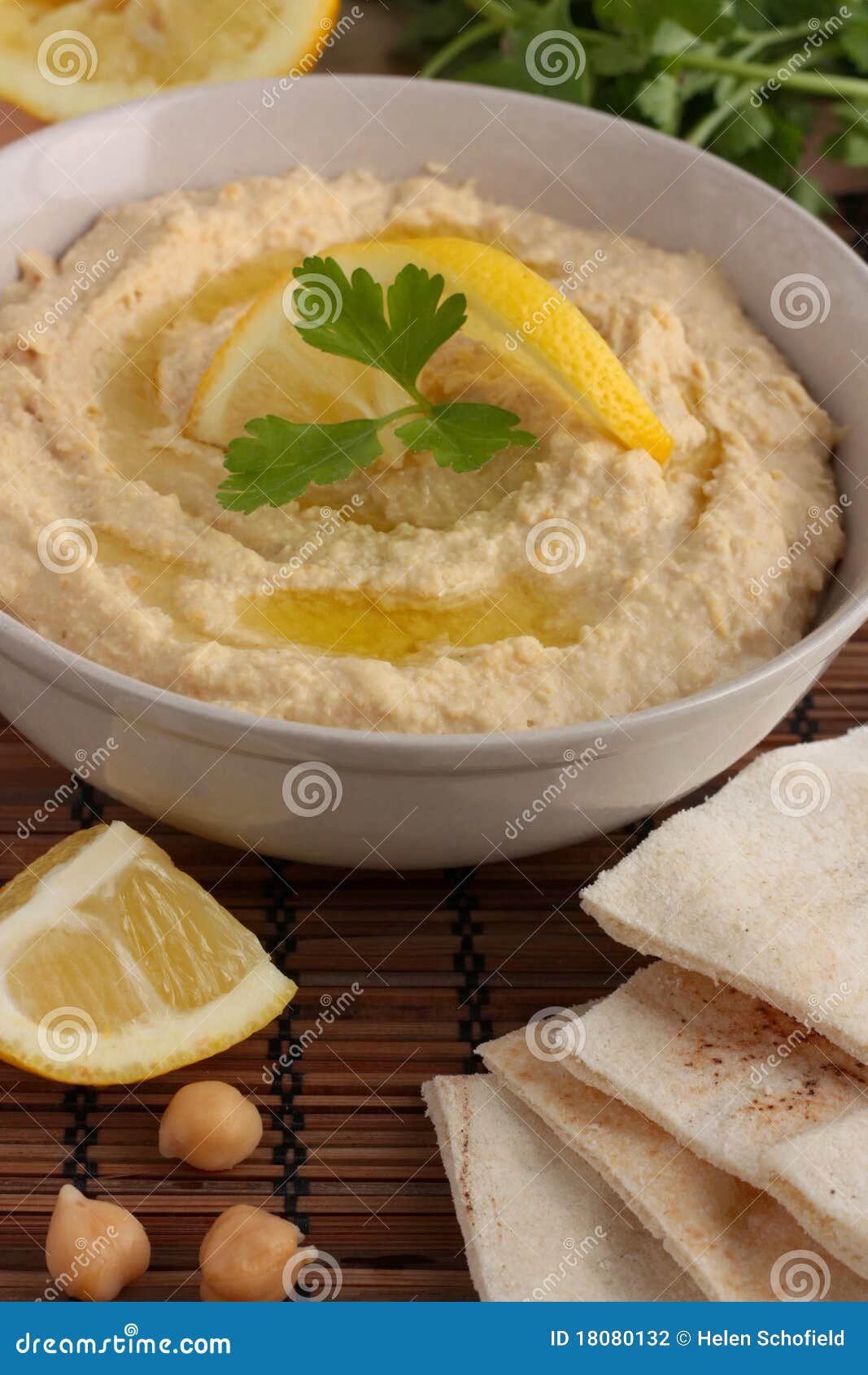 Hummus and Pita Bread - Close-up Stock Photo - Image of food, chickpea ...