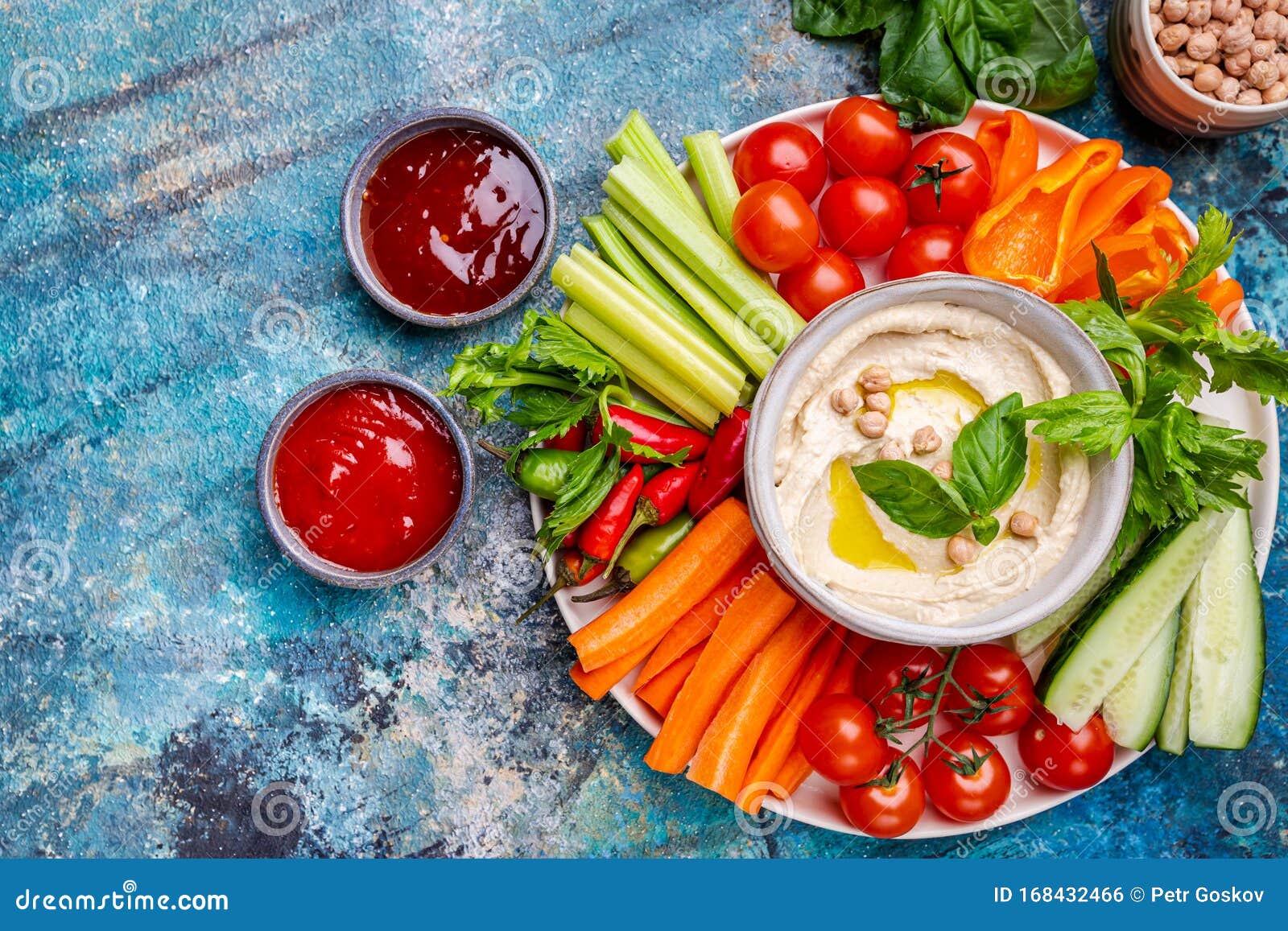 Hummus Platter with Assorted Snacks. Stock Photo - Image of meze, party ...