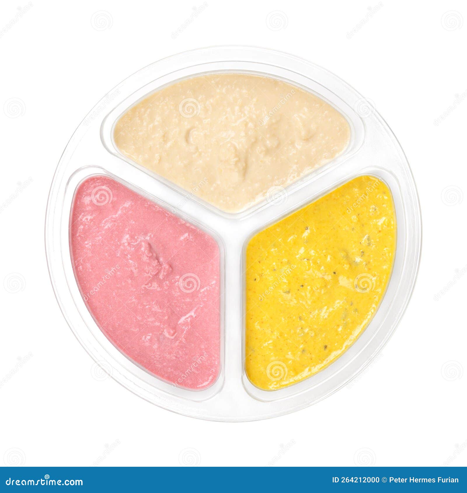 Hummus Dip Varieties, Natural, Curry and Beetroot, in a Plastic ...