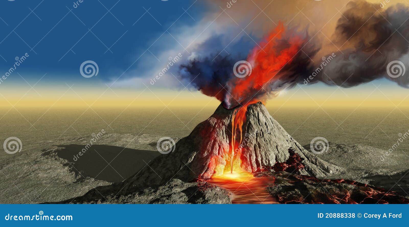 Humo del volcán stock de ilustración. Ilustración de rojo - 20888338