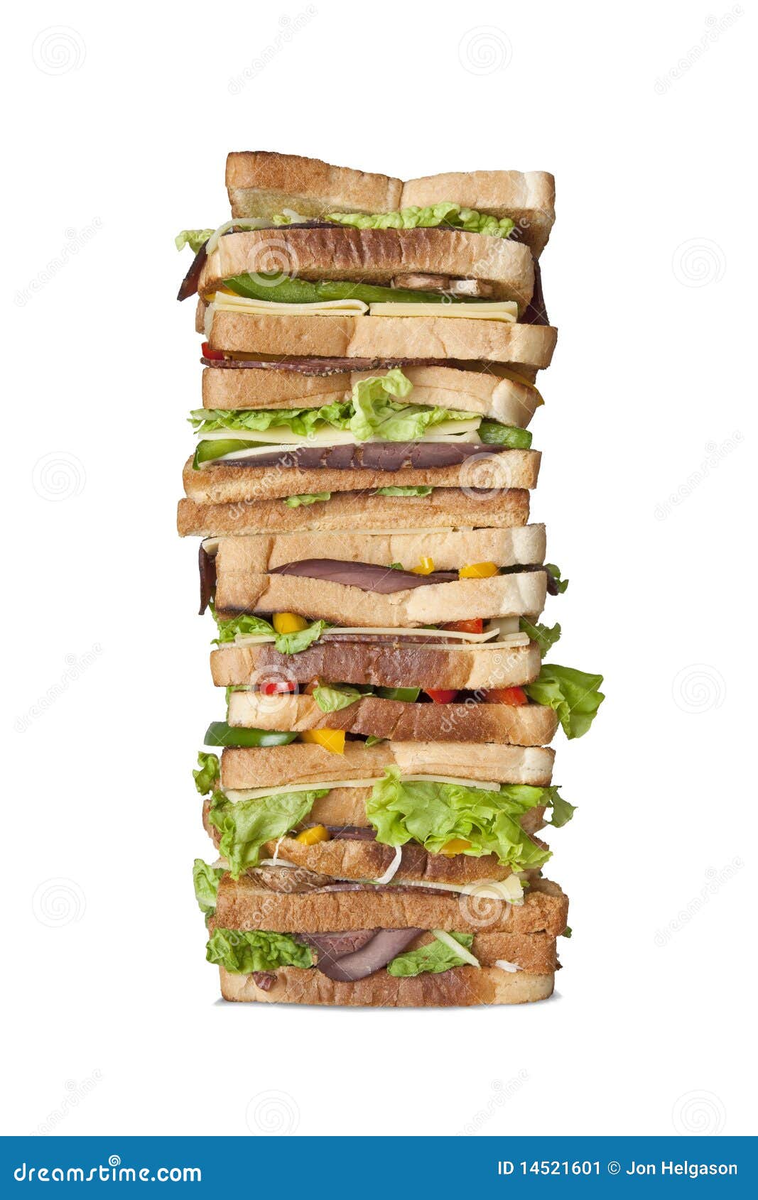 Humongous Multi-layered Sandwich Isolated Stock Image - Image of snack ...