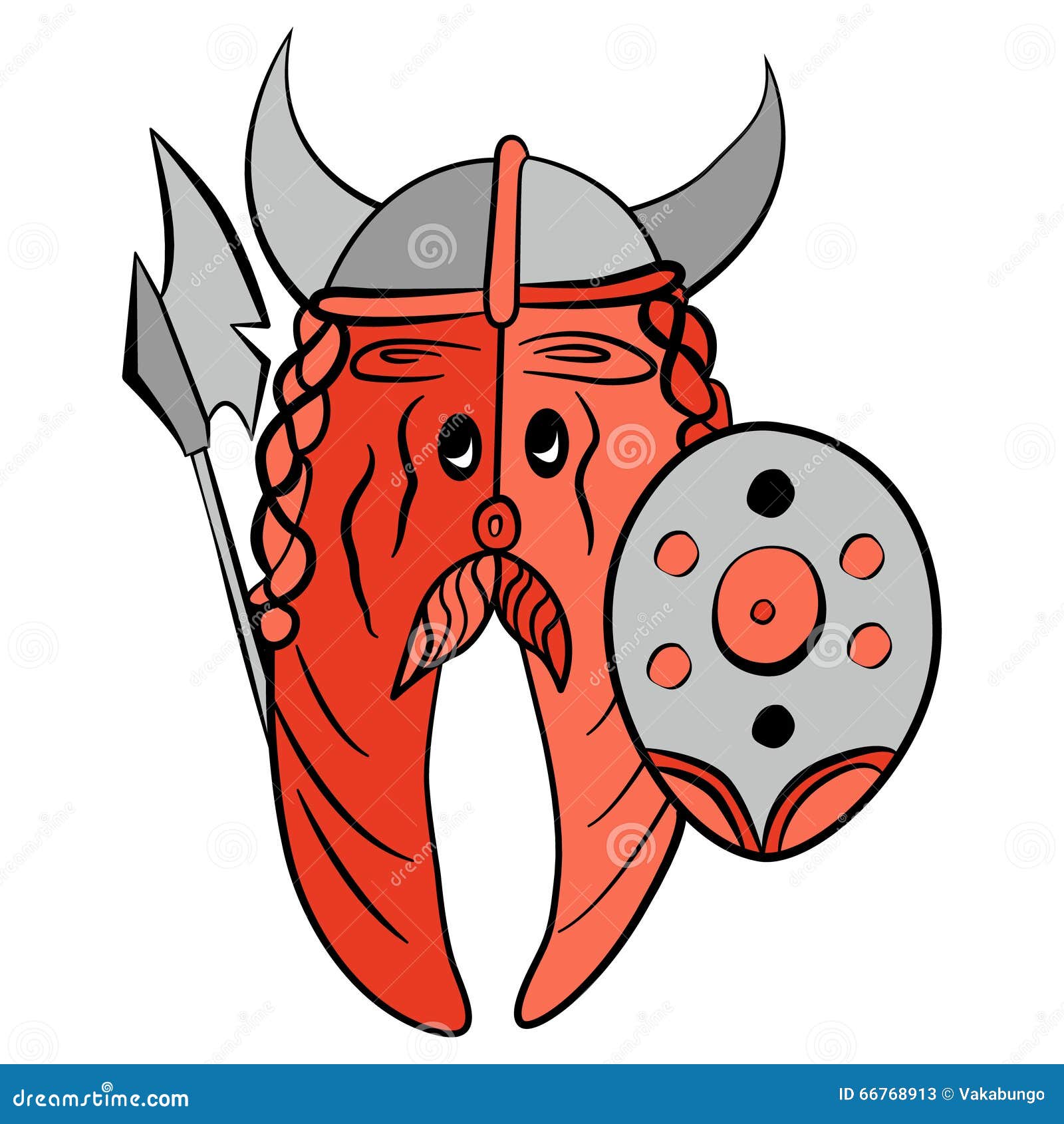 Humor Strong Salmon Viking Dressed in Armor Stock Vector - Illustration ...