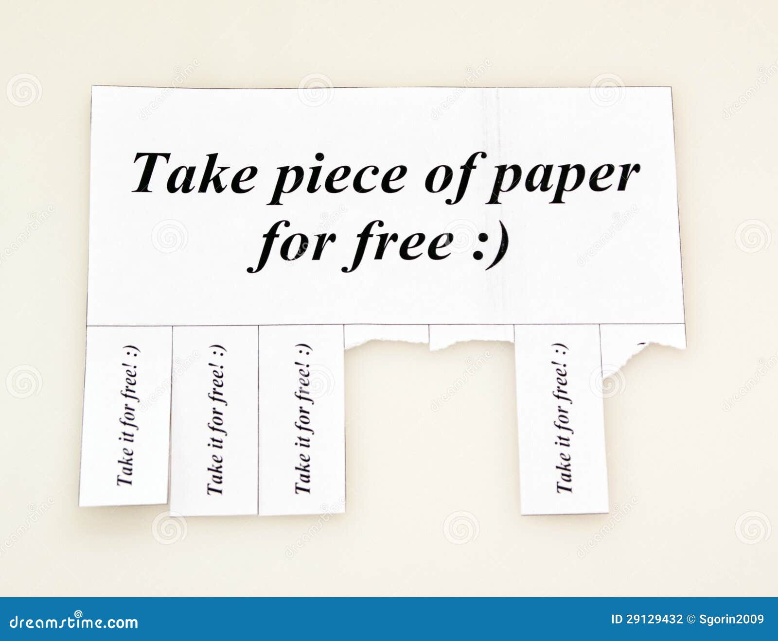 Humorous Ad Offers a Piece of Paper Stock Photo - Image of piece, board ...