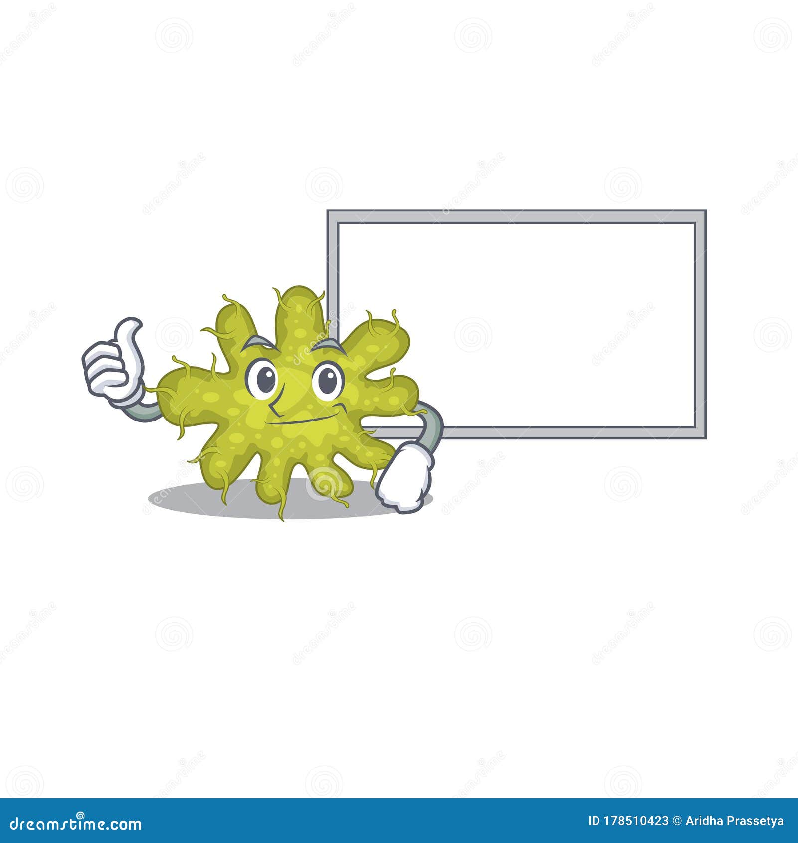 Humorous Bacillus Bacteria Cartoon Design Thumbs Up Bring A White Board ...
