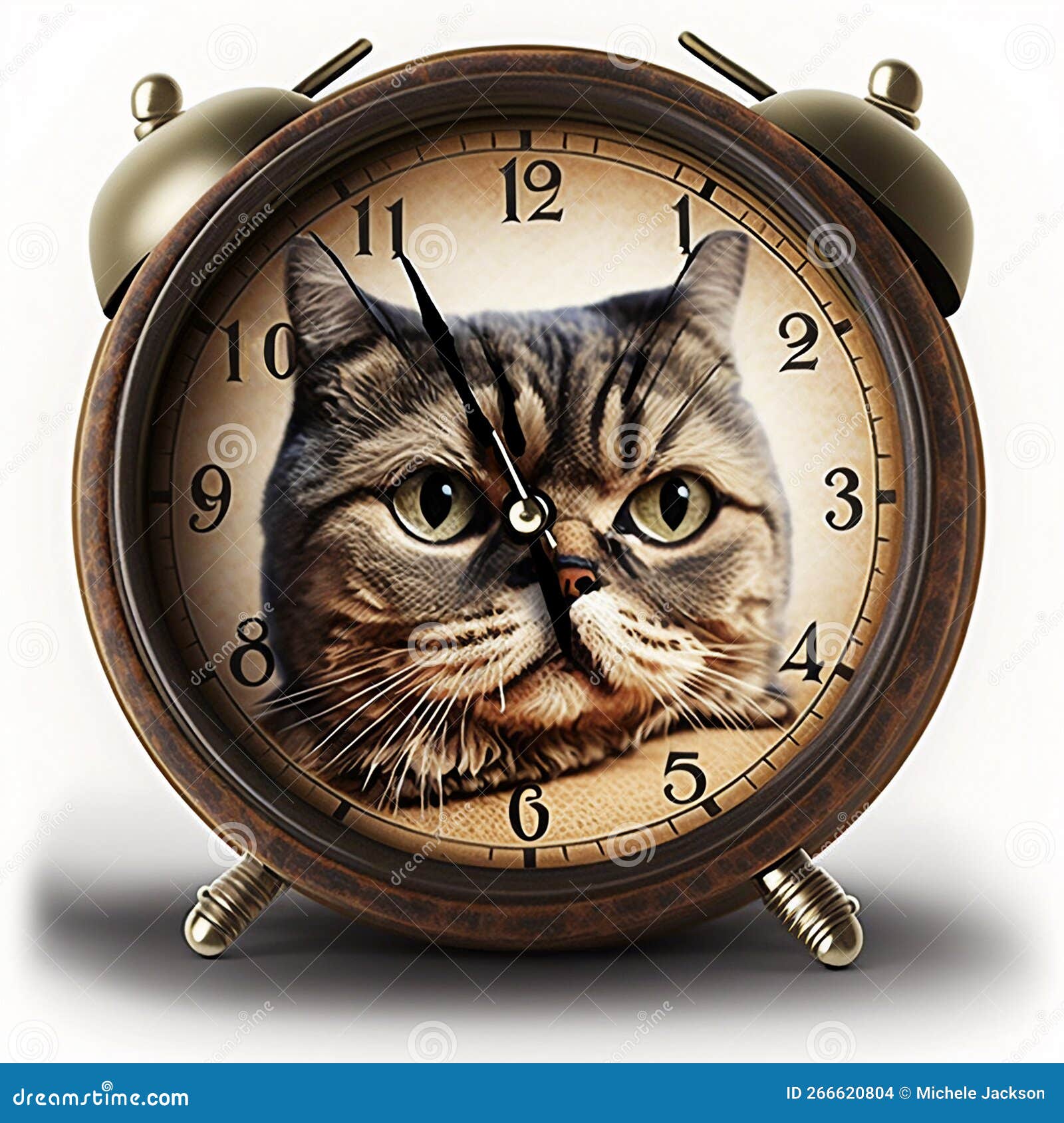 Humorous Cat Clock Face by Generative Ai Stock Illustration ...