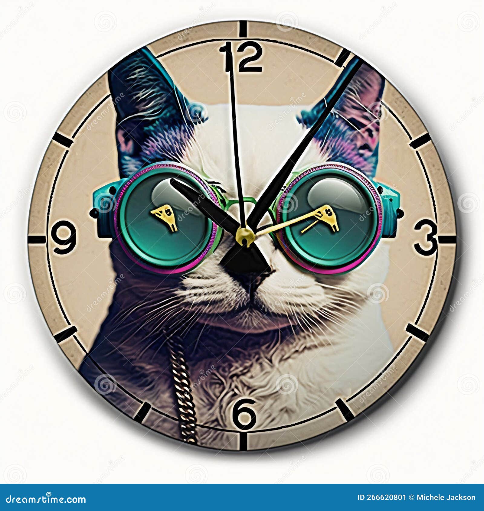 Humorous Cat Clock Face by Generative Ai Stock Illustration ...