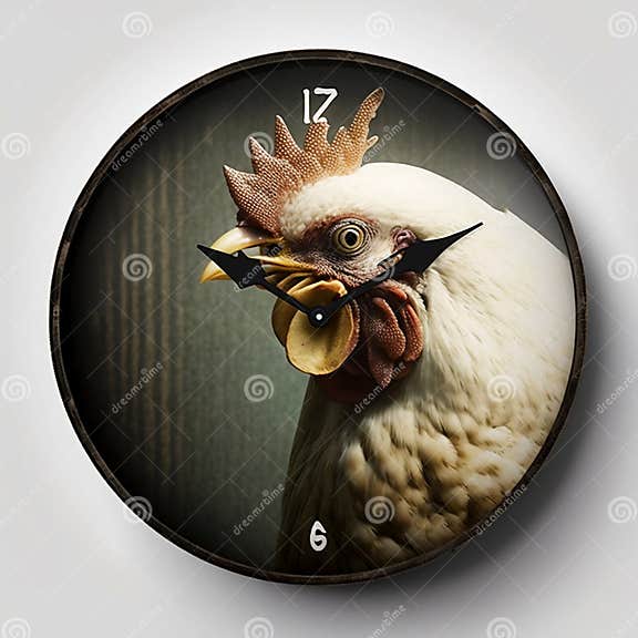 Humorous Chicken Clock Face by Generative Ai Stock Illustration ...