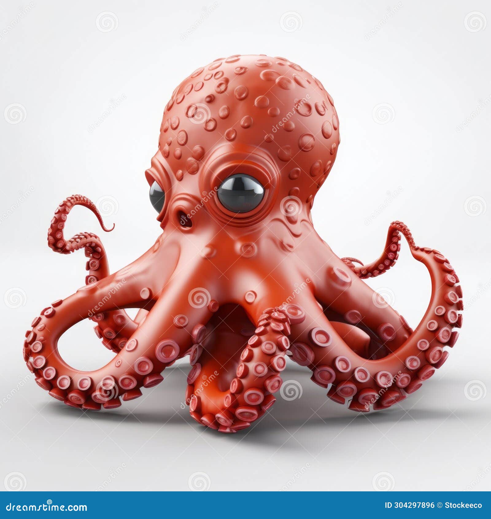 Humorous Dark Red Octopus 3d Model with Open Tentacles Stock ...