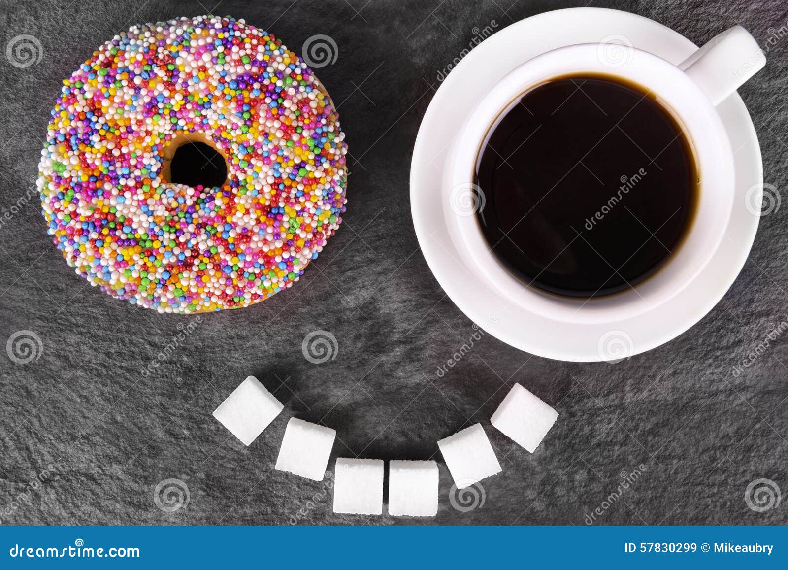 Humorous Donut and Coffee Cup Stock Image - Image of view, dough: 57830299