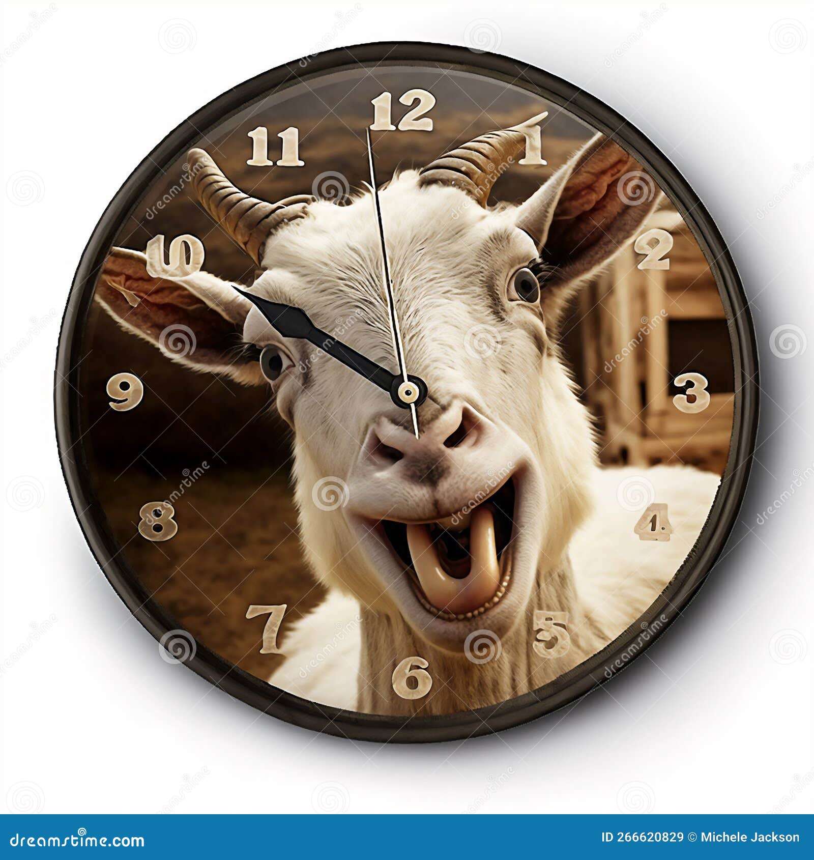 Humorous Goat Clock Face by Generative Ai Stock Illustration ...