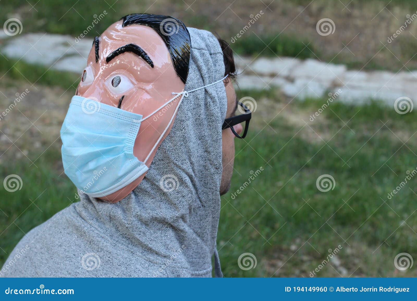 Humorous Image of Man Wearing Protective Mask in the Back Stock Photo ...