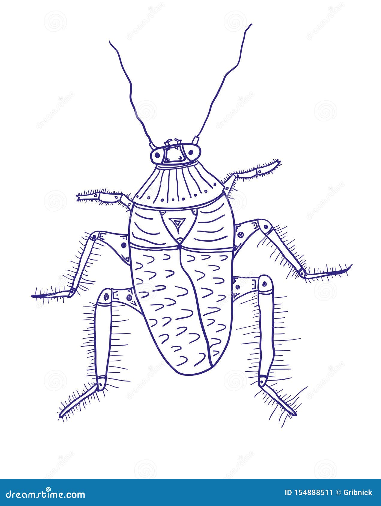 Humorous Insect. German Cockroach Stock Illustration - Illustration of ...