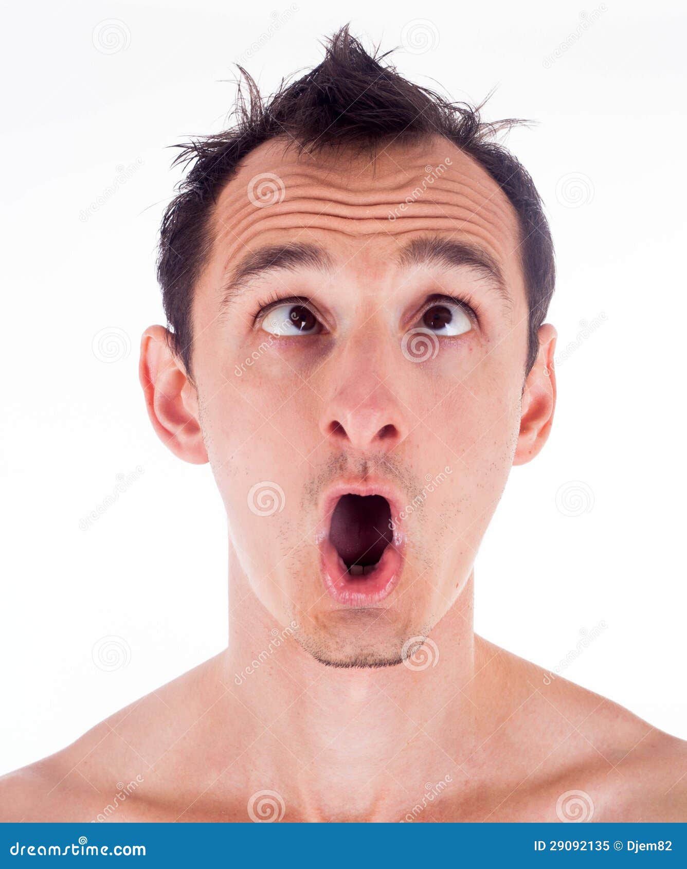 Humorous Portrait of Grimacing Man Stock Image - Image of blowing, male ...
