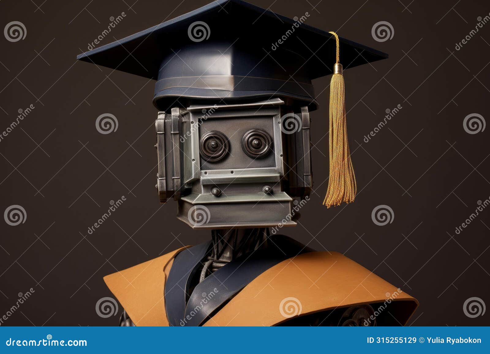 Humorous Robot Graduation Cap. Generate Ai Stock Image - Image of ...