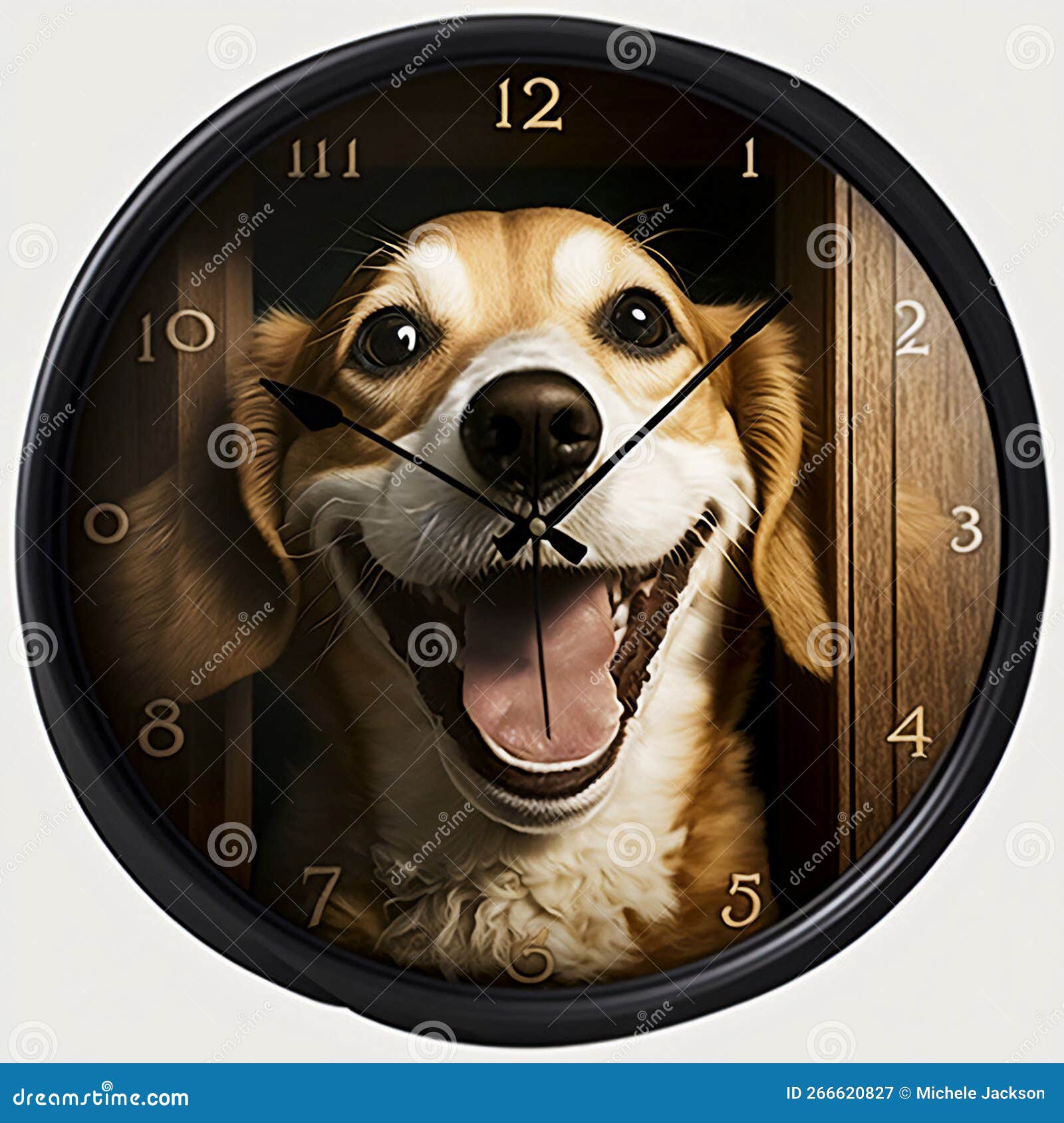 Humorous Smiling Dog Clock Face by Generative Ai Stock Illustration ...