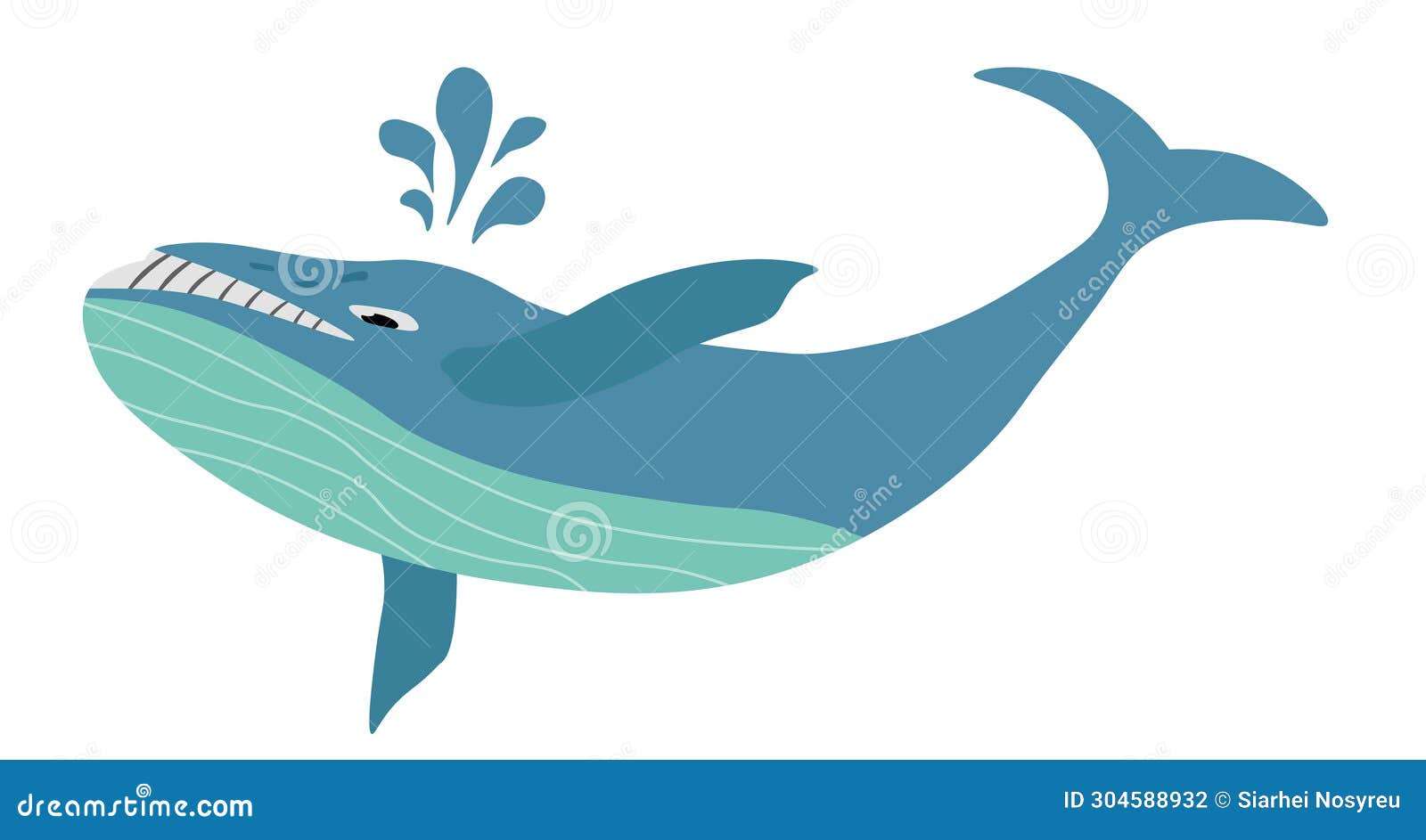 Humpback Blue Whale Cartoon Vector Illustration Stock Vector ...