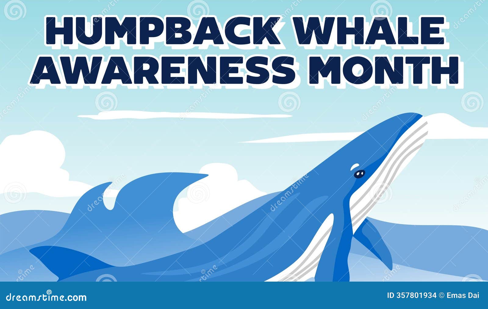 Humpback Whale Awareness Month with Humpback Whales Stock Illustration ...