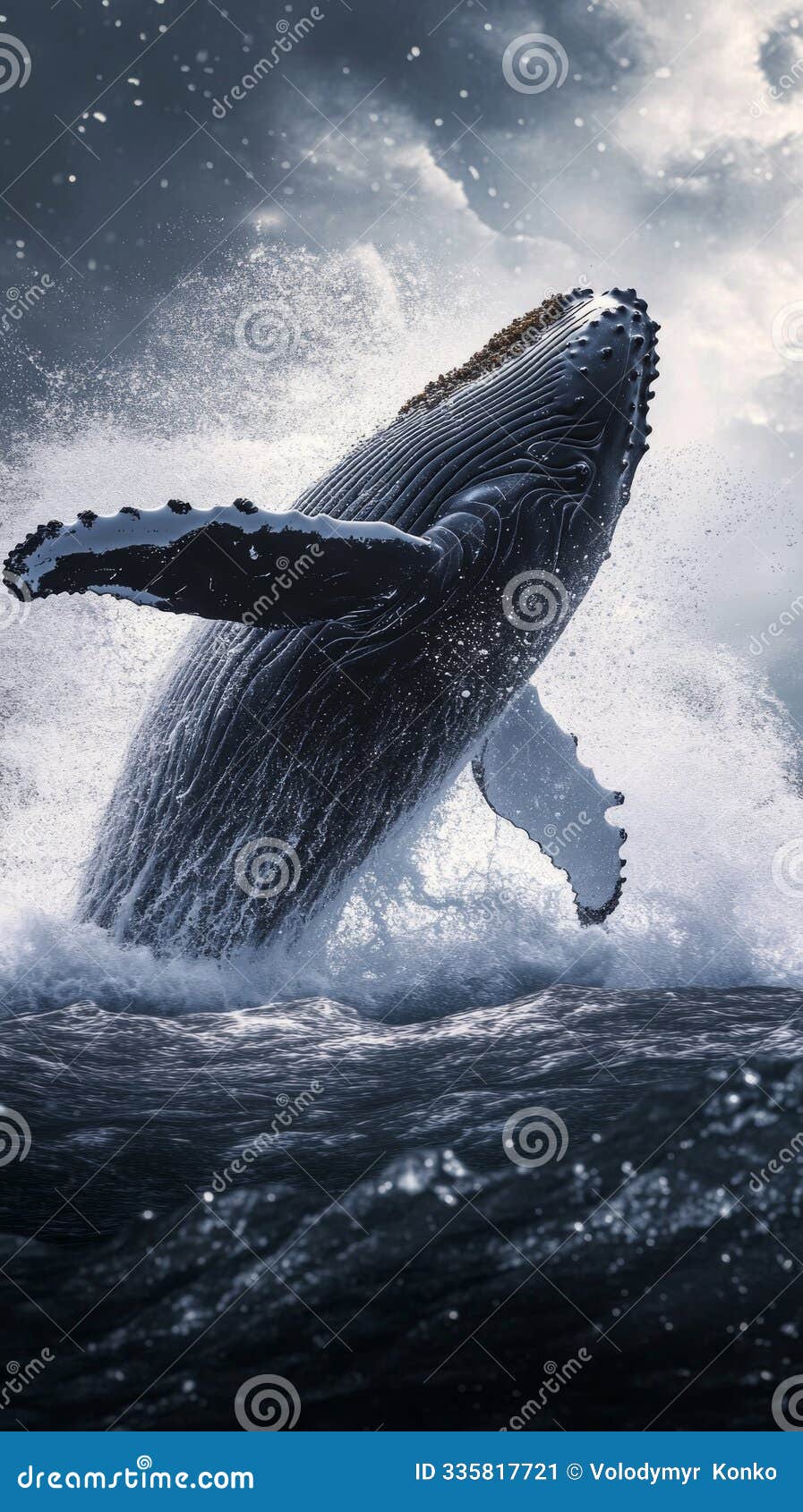 Humpback Whale Breaching Above Ocean Waves Stock Image - Image of ...