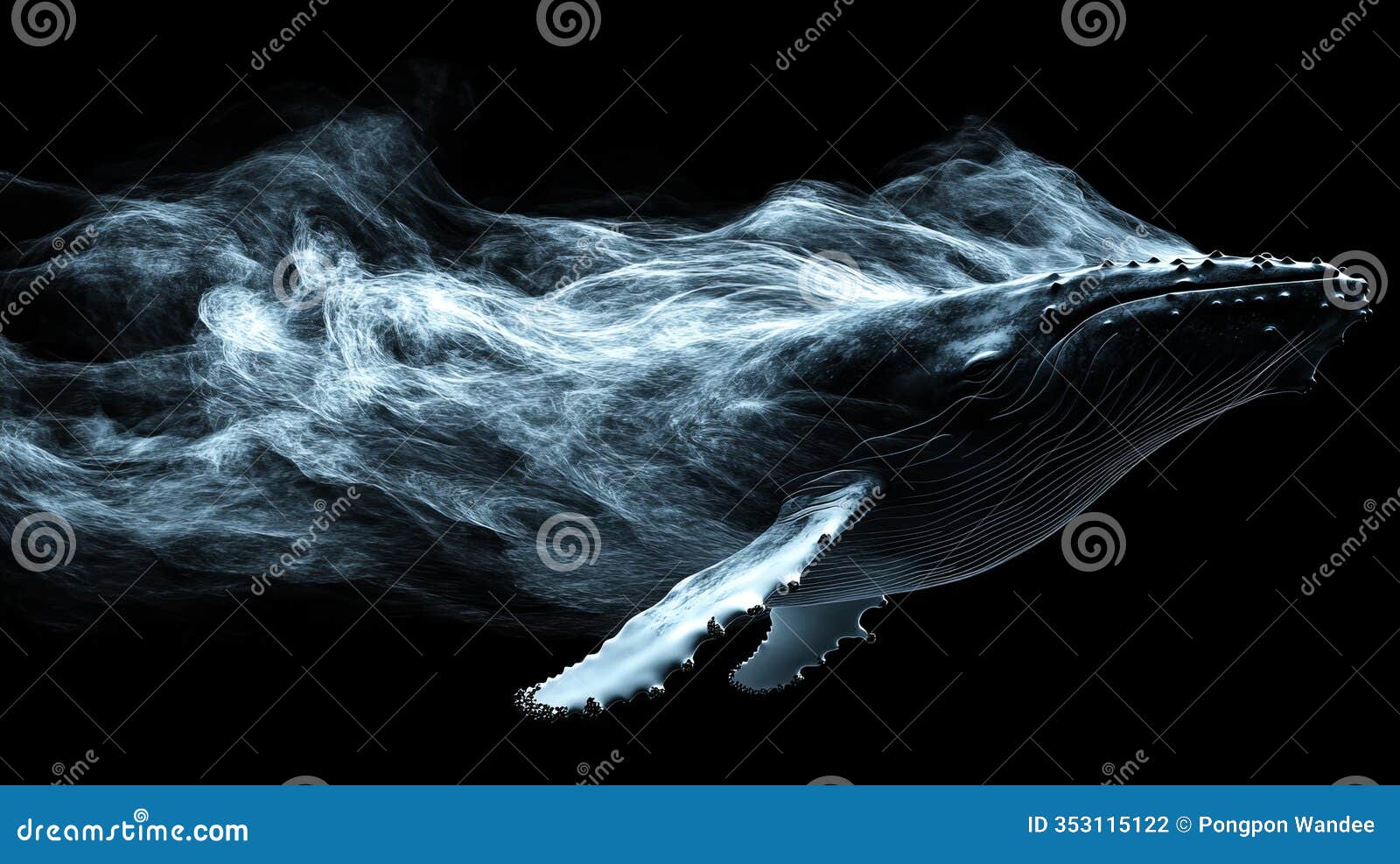 Humpback Whale Breaching through Ocean Surface with Ethereal Smoke-Like ...
