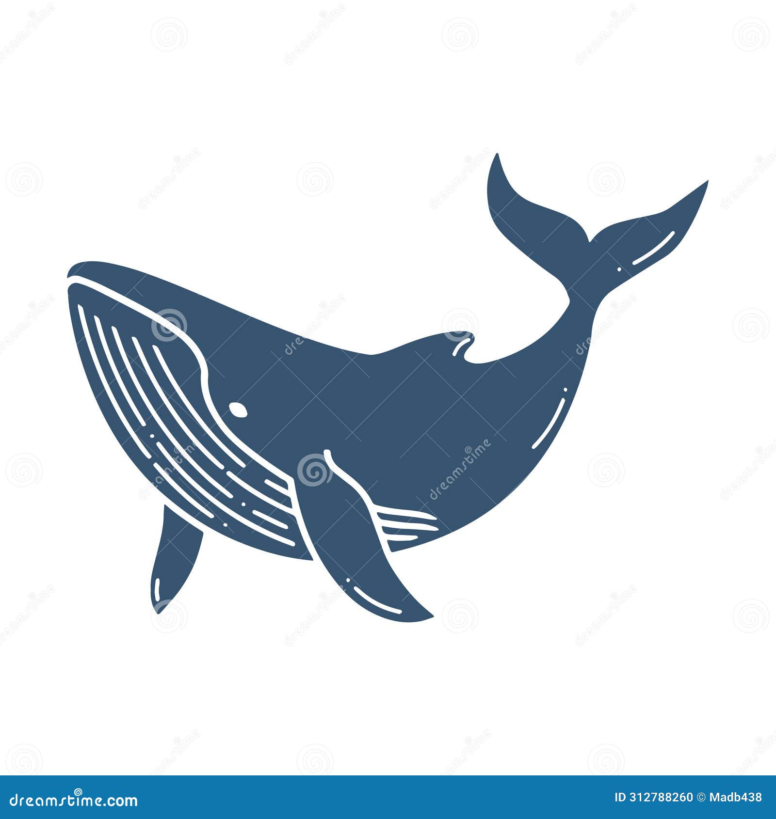 Humpback Whale Icon in Flat Style. Stock Vector - Illustration of ...